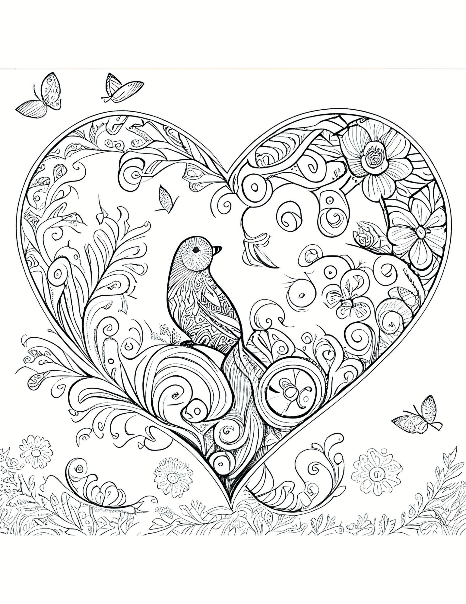 Valentine's Day Flower Heart Coloring Pages - Etsy