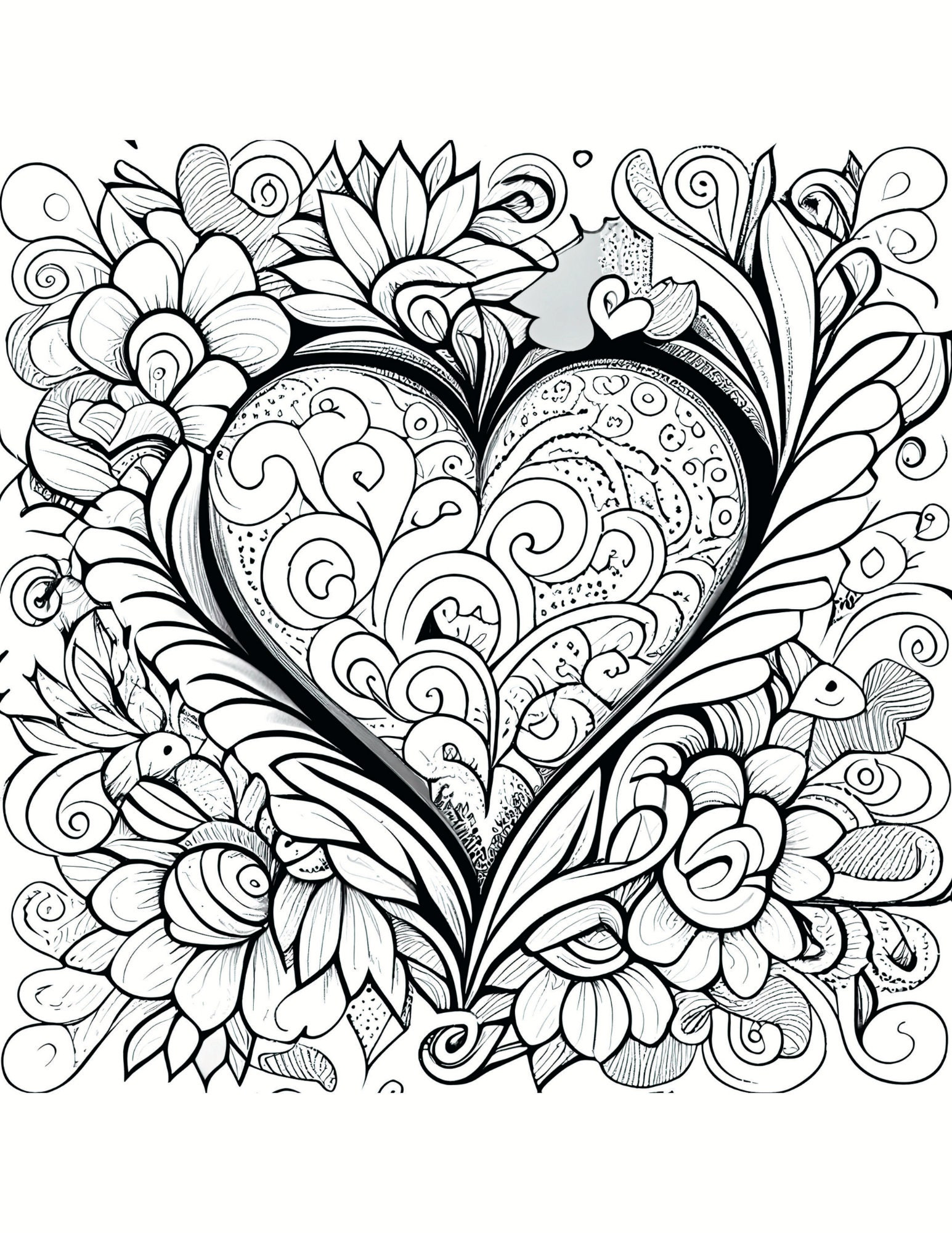 Valentine's Day Flower Heart Coloring Pages - Etsy