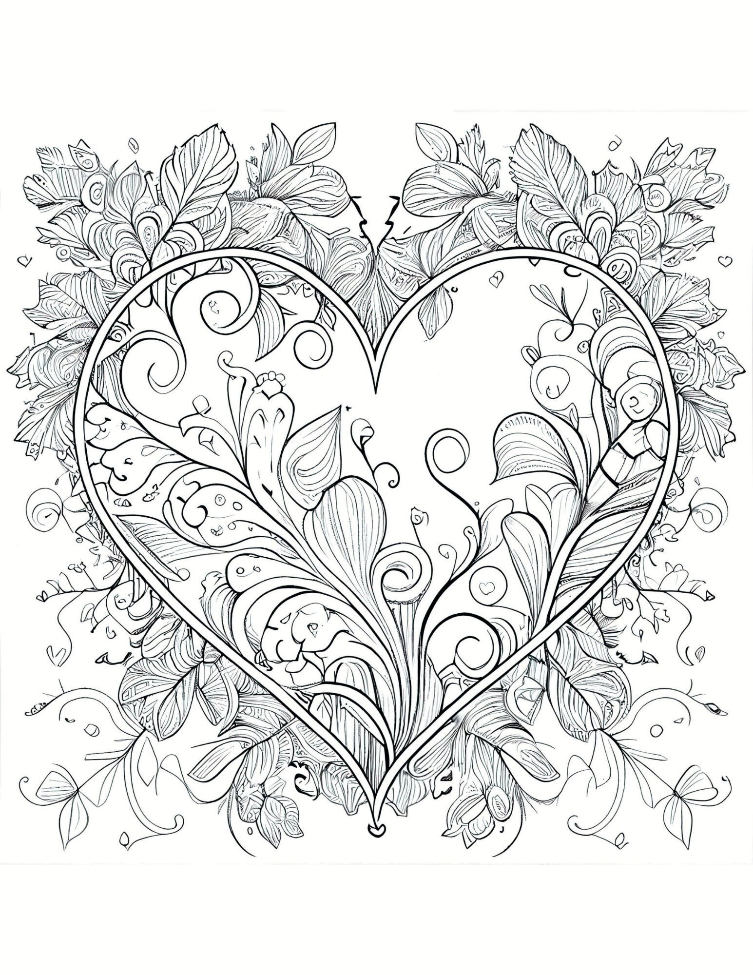Valentine's Day Flower Heart Coloring Pages - Etsy