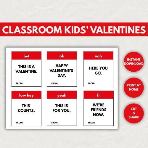 Slang Valentines Printable | Funny Classroom Valentines | Kids ...