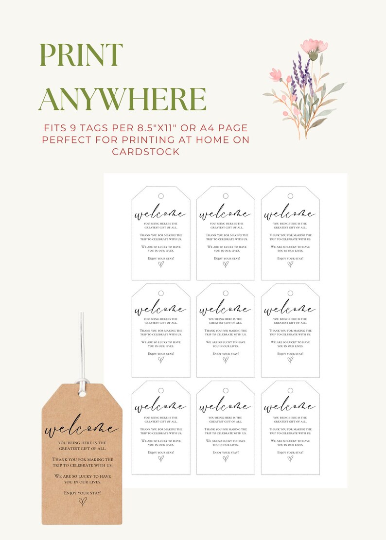 Editable Wedding Hotel Gift Bag Tags | Canva Template | Welcome Tags ...