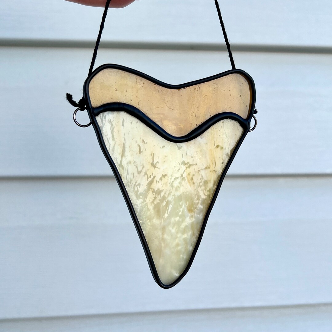 Glass Shark Tooth | Stained Glass Suncatcher | Beach Home Decor - Etsy