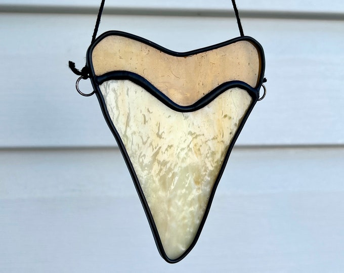 Glass Shark Tooth | Stained Glass Suncatcher | Beach Home Decor - Etsy