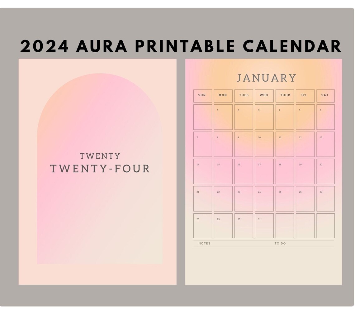 2024 Aura Calendar Printable 2024 Calendar Gradient Calendar Aura ...