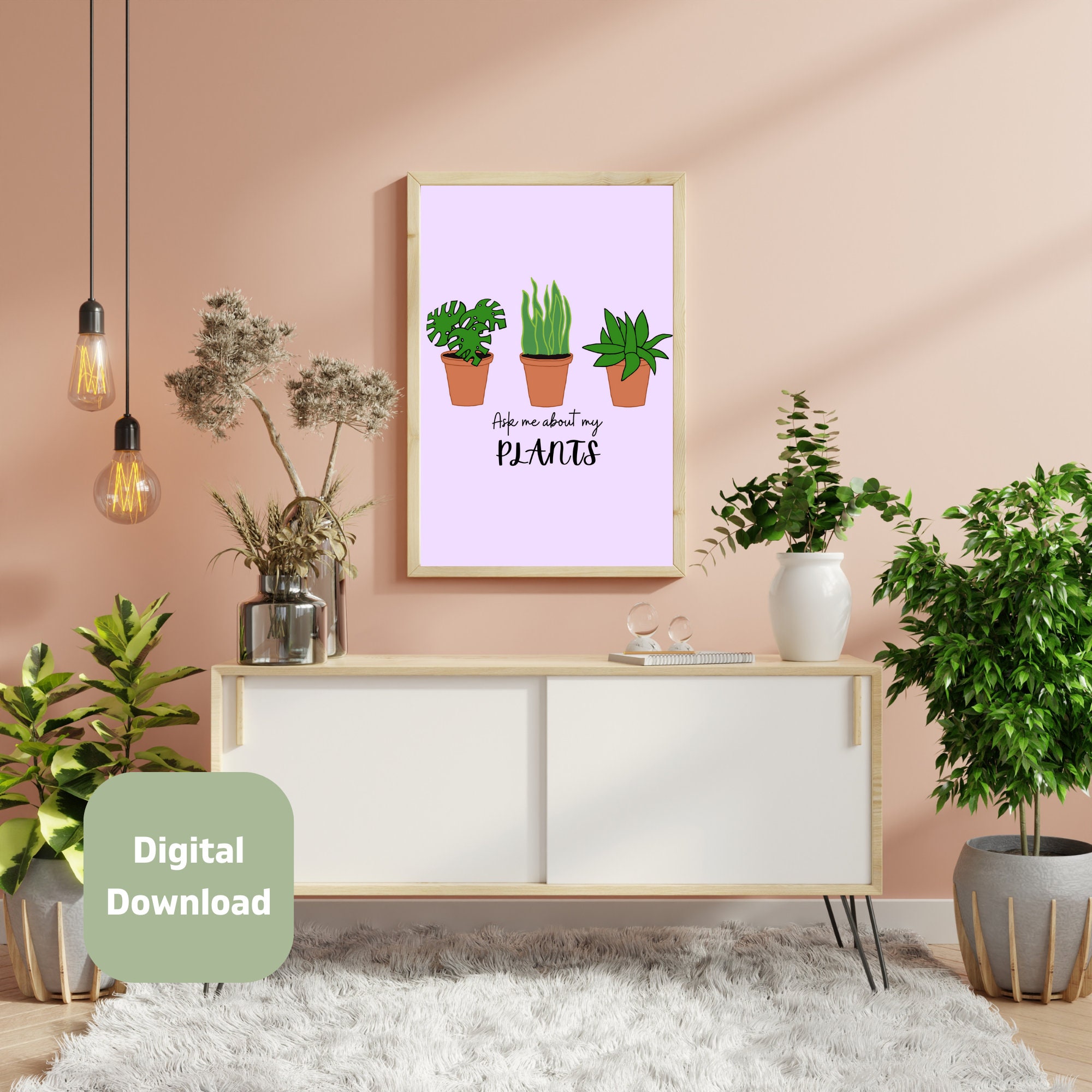 Greenery Galore: Potted Plants Digital Art Download Instant Print for ...