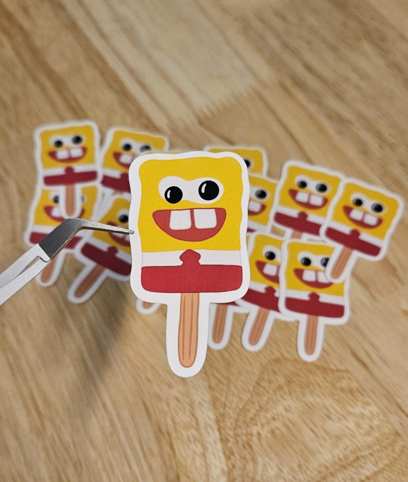 Sponge Cartoon Popsicle Sticker: Funny 90s Inspired Treat - Etsy