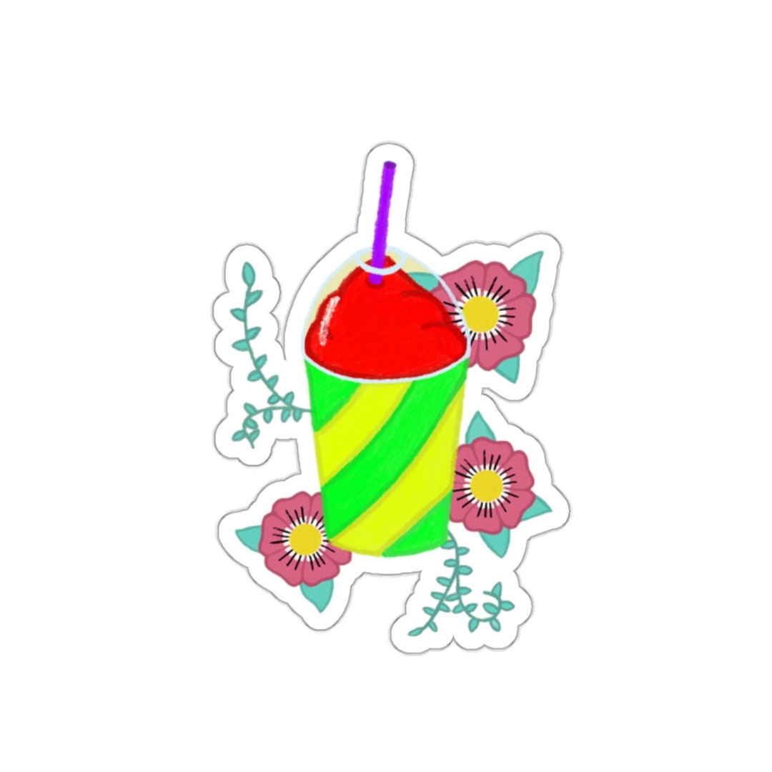 Icee Frozen Drink Tattoo Style Floral Sticker Bright, Colorful Slurpee ...