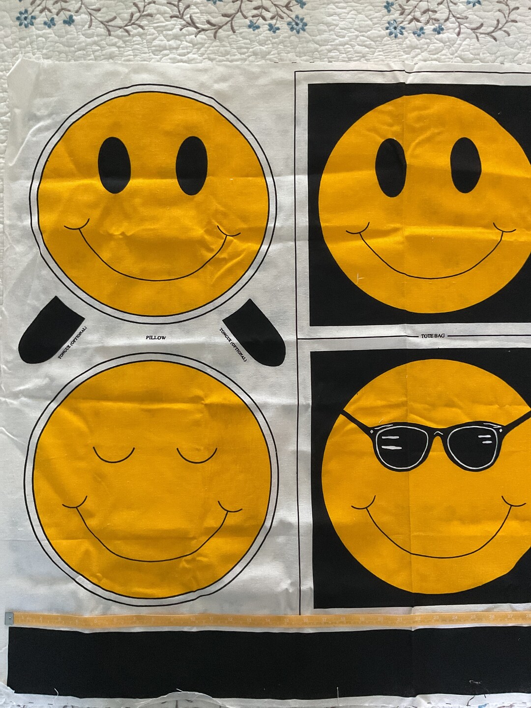 Smiley Face Tote Bag and Pillow. Cut and Sew. Canvas - Etsy