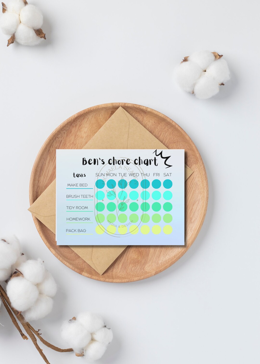 Editable Blue Chore Chart for Children - Etsy UK