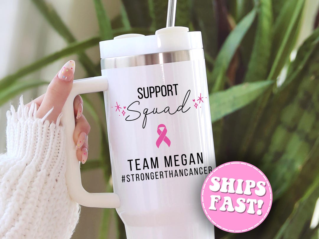 Personalized Breast Cancer Awareness Tumbler: Support Squad 40oz ...
