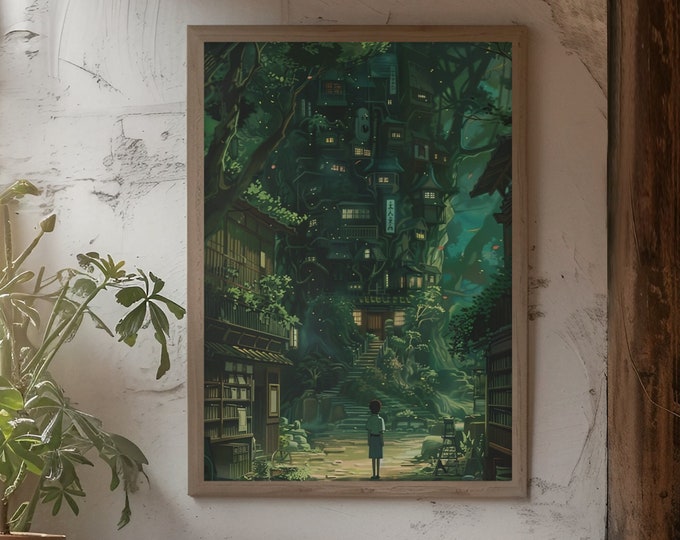 Studio Ghibli Poster L Studio Ghibli Art L Floral Home Decor L Forest ...