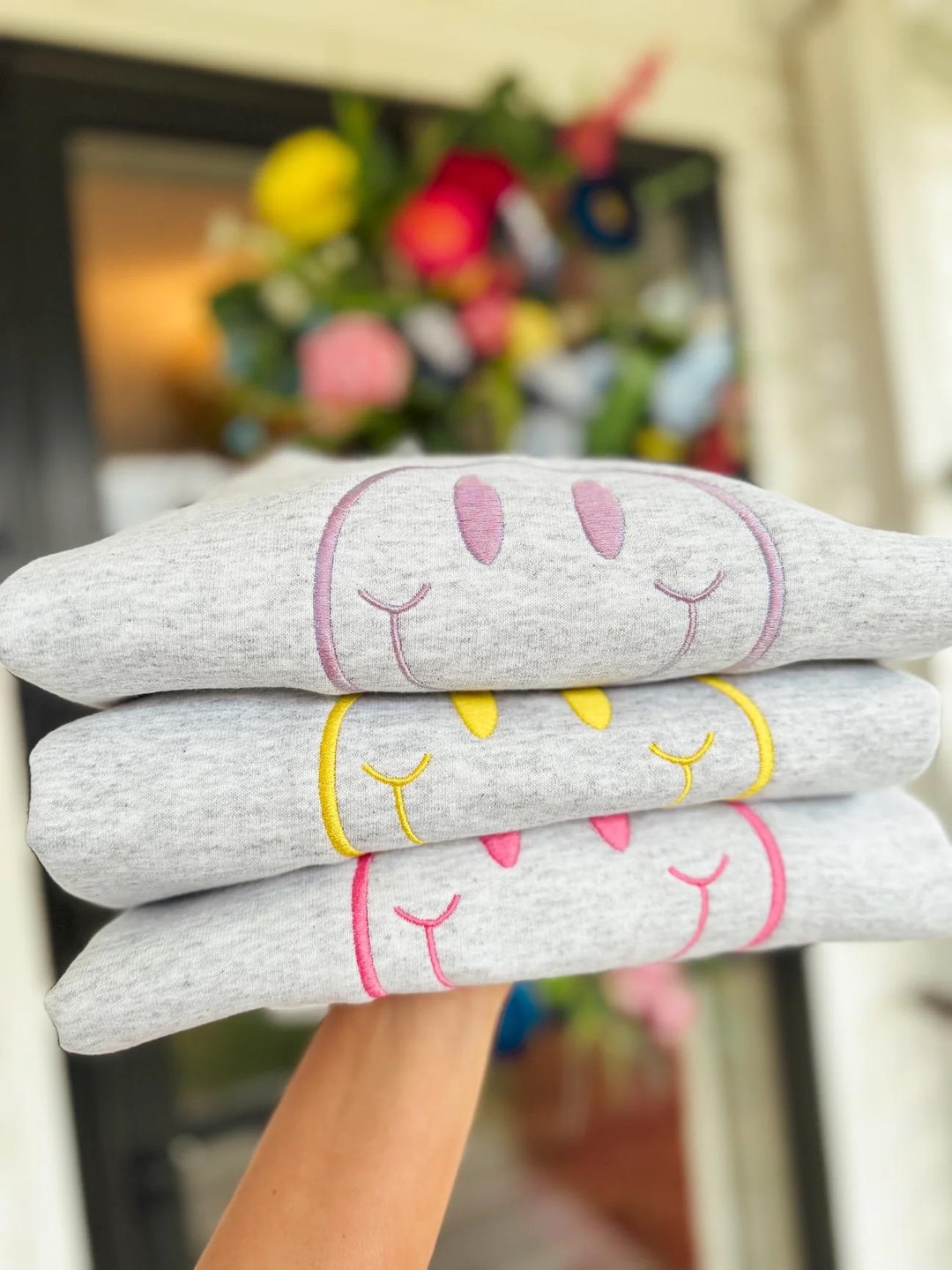 Your Colors Smiley Sweatshirt // Custom // Ash Grey - Etsy