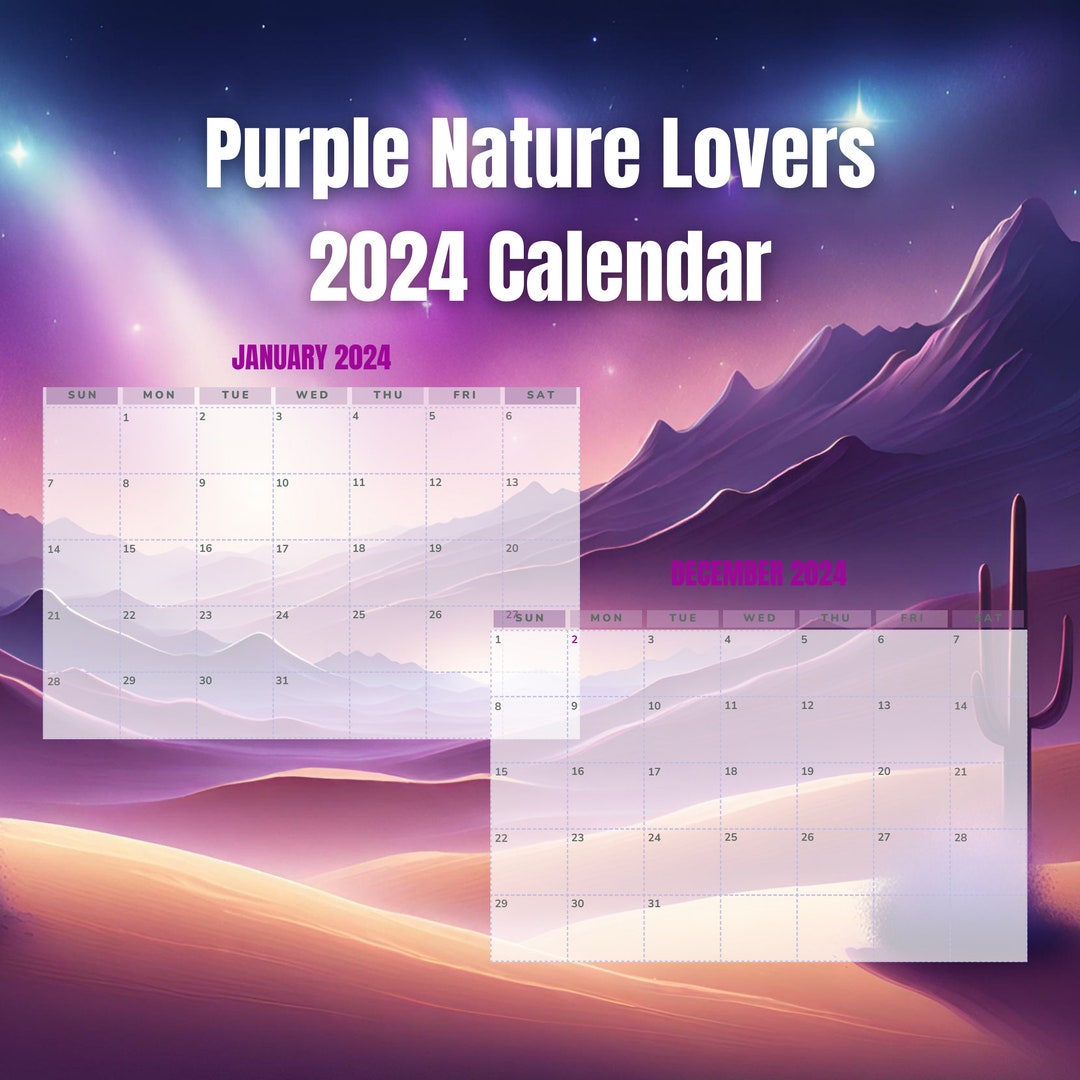 Purple Nature Lovers 2024 Downloadable Digital Calendar // US Letter ...