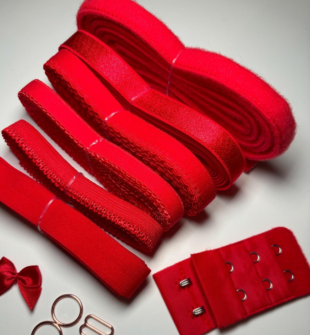 Red Lingerie Elastic Kit, Soft Stretch Elastic Set for Bra & Panty ...