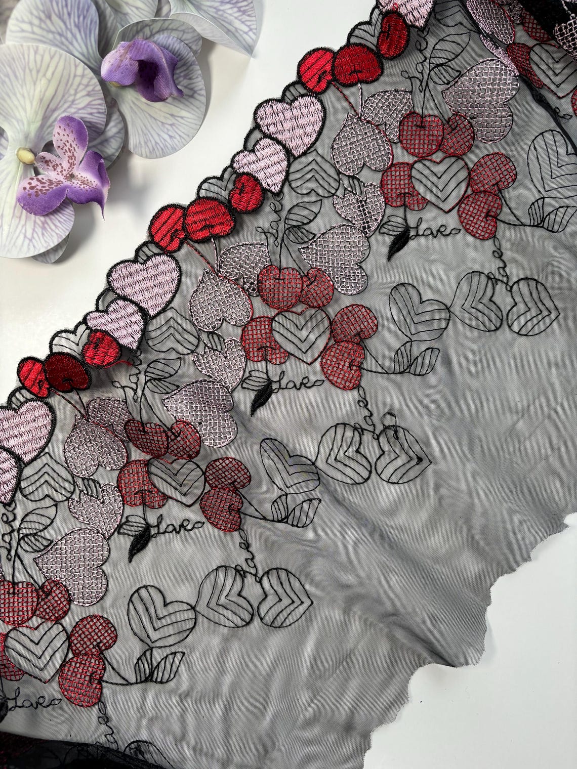 Lace, Colorful Embroidery Lace Trim, Elastic Bright Mesh Lace Fabric ...