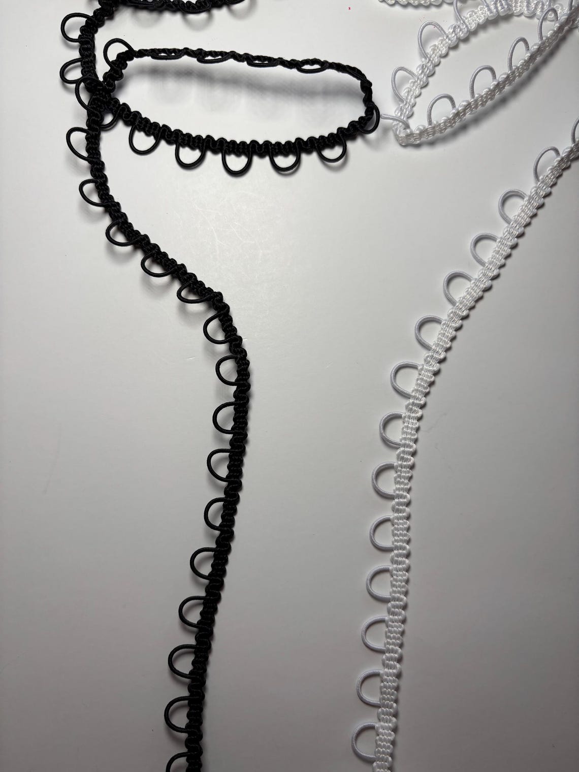 Elastic Button Loop Trim, Black & White Loop, Sewing Notion for Bridal ...