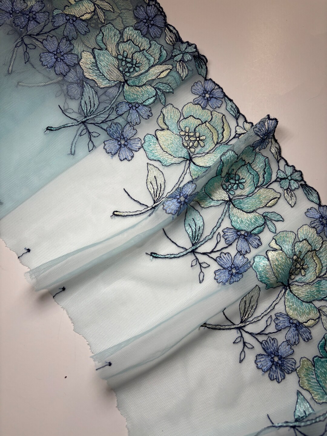 Colorful Embroidery Tulle Lace Trim, Elastic Bright Mesh Lace Fabric ...