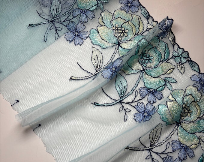 Colorful Embroidery Tulle Lace Trim, Elastic Bright Mesh Lace Fabric ...
