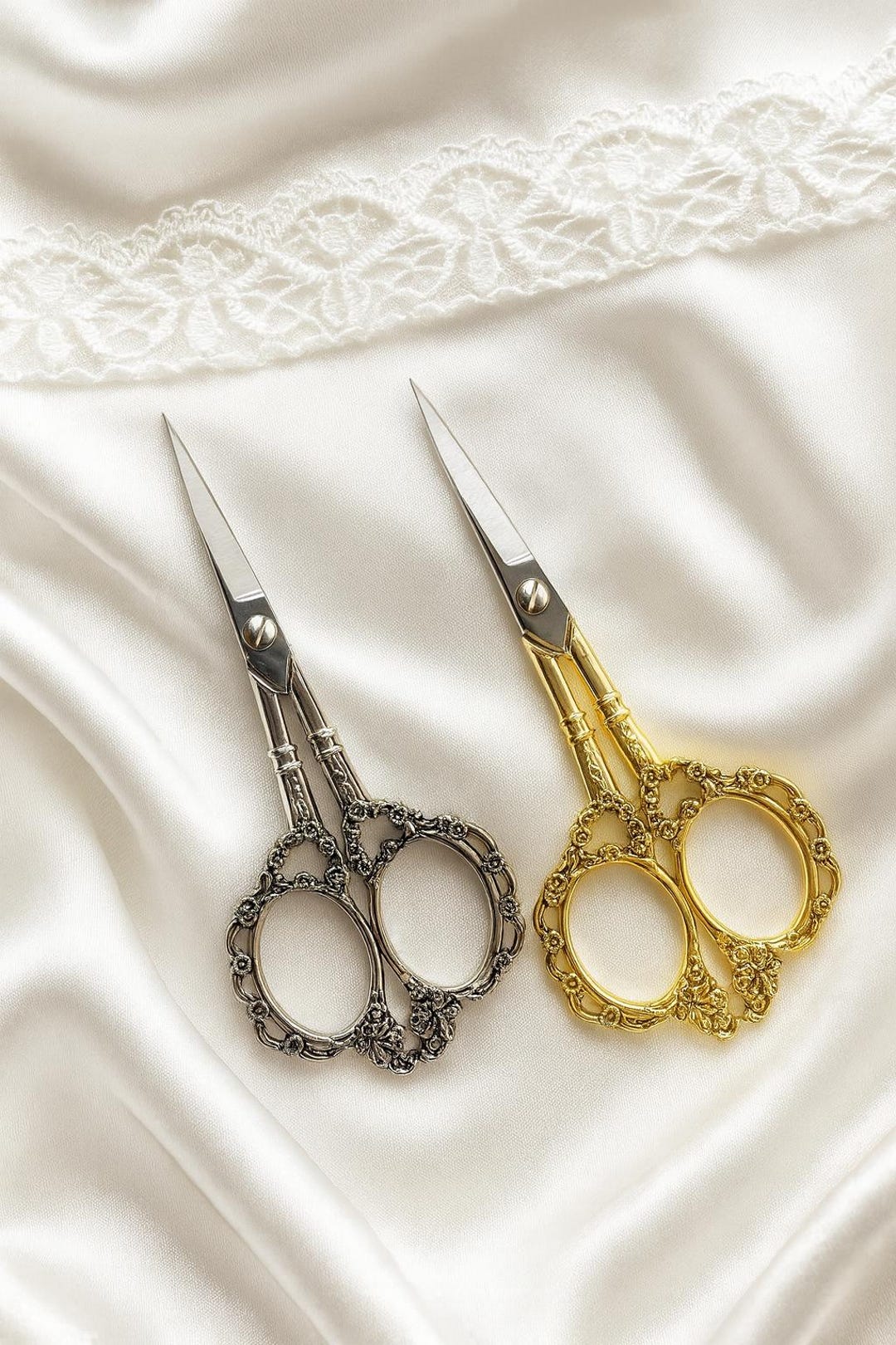 Vintage Style Embroidery Scissors, Gold & Silver Ornate Sewing Shears ...