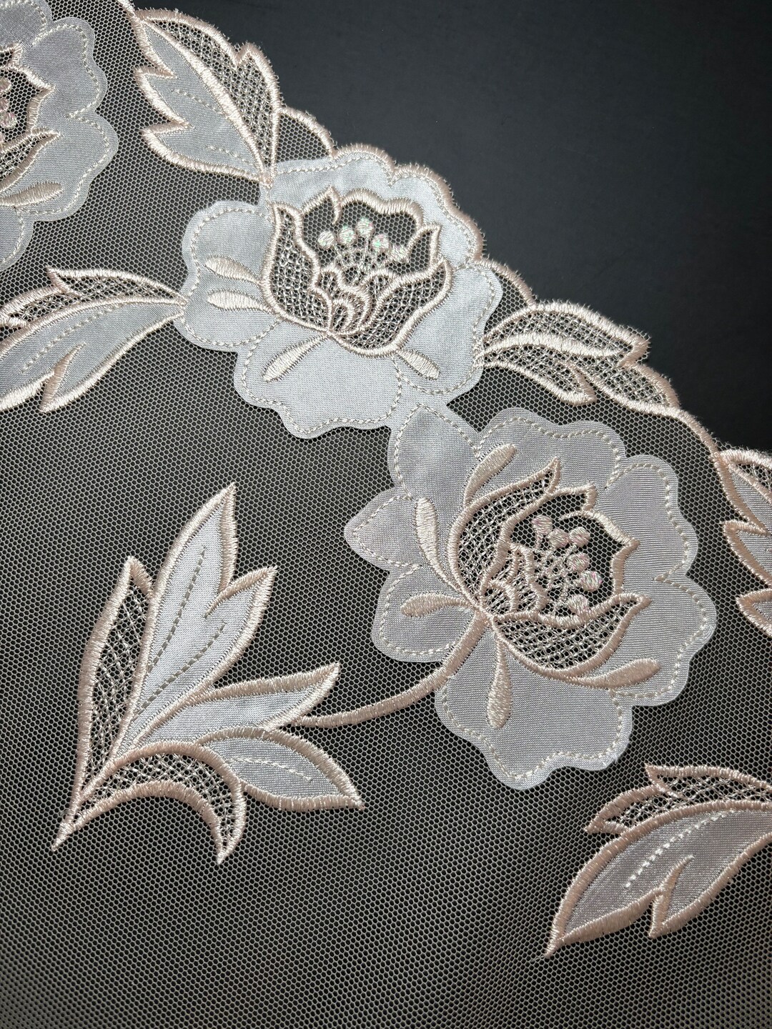 Floral Embroidered Tulle Lace for Sewing Lingerie, Embroidered Tulle ...