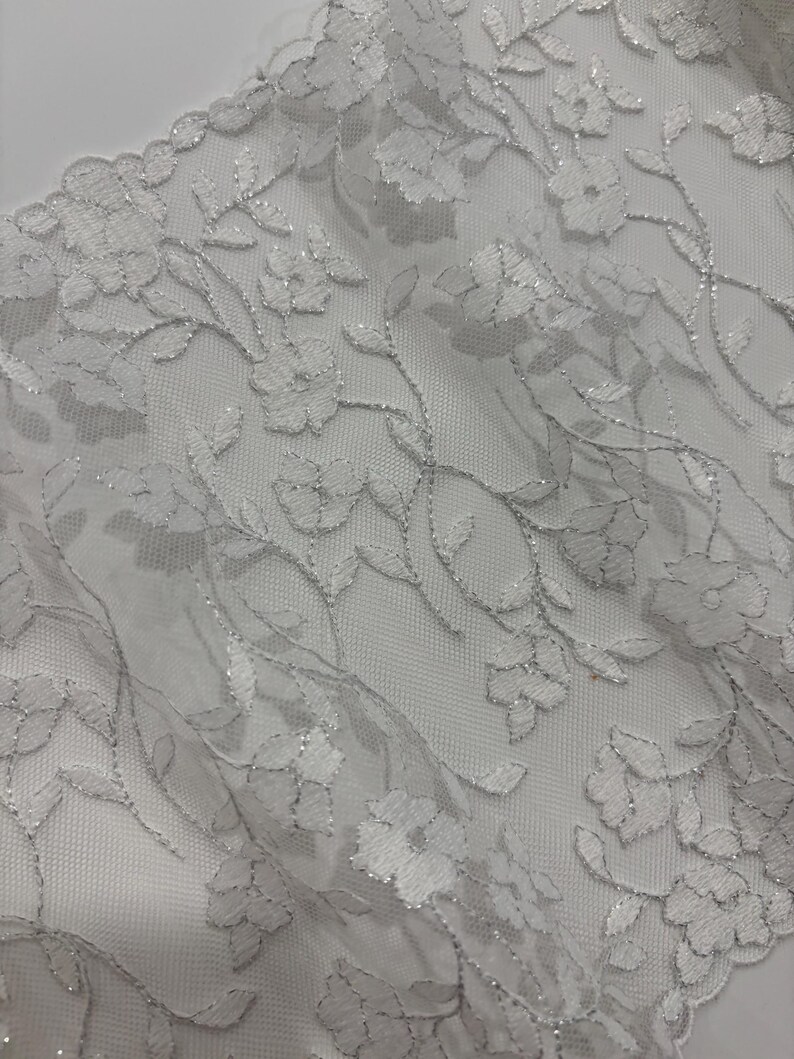 White Lace Fabric, Non-stretch Embroidered Lace 8 Inches Wide (20 Cm ...