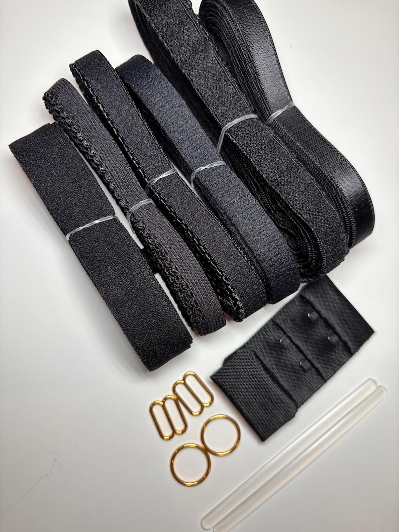 Black Lingerie Elastic Kit, Soft Stretch Elastic Set for Bra & Panty ...