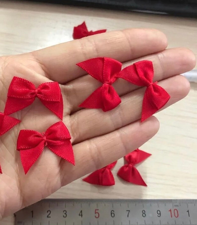 1/25 Mm Small Satin Bows Set of 3, Premium Tiny Sewing on Satin Ribbon ...