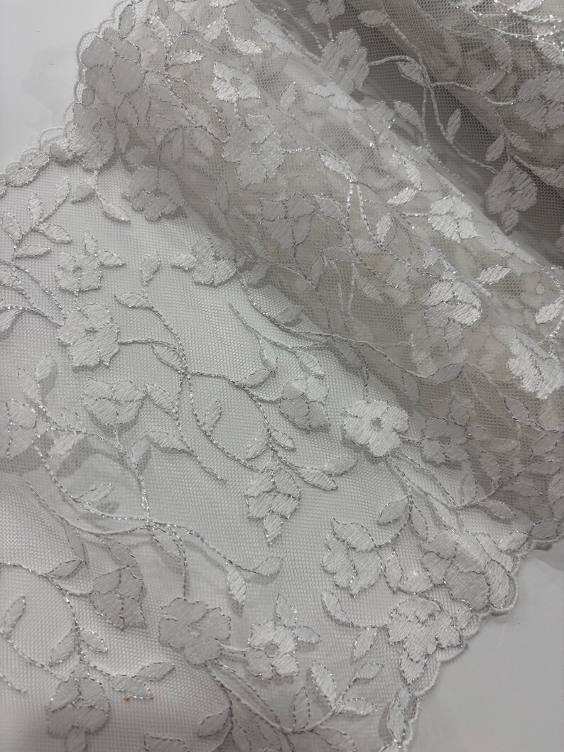 White Lace Fabric, Non-stretch Embroidered Lace 8 Inches Wide (20 Cm ...