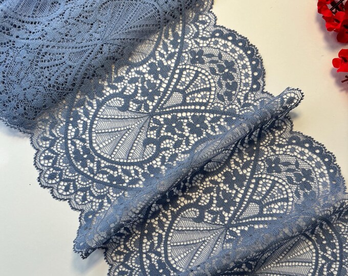 Grey Elastic Tulle Lace Trim, Elastic Mesh Lace Fabric, Bra Making Lace ...