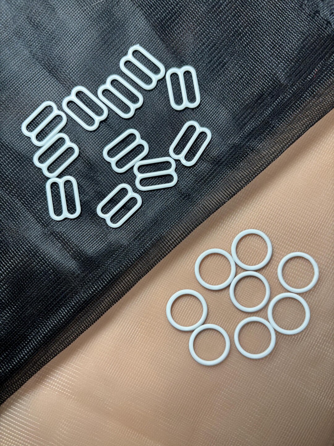 10 Mm (3/8 Inch) White Metal Rings and Sliders Set, Bra Strap Hardware ...
