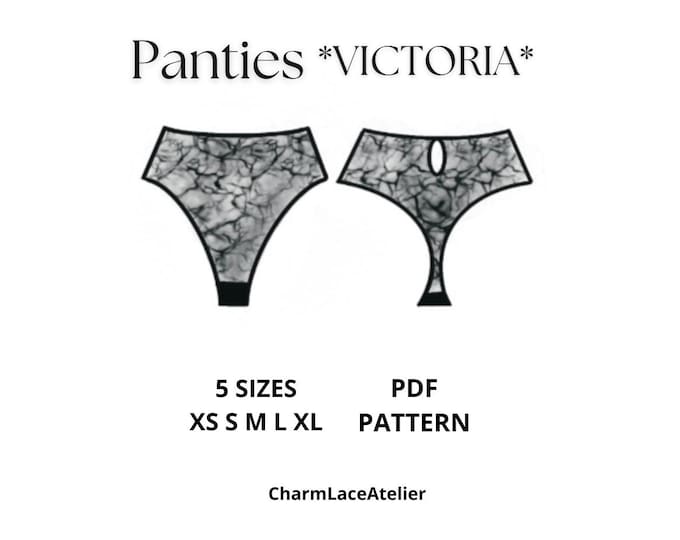 Lingerie Pattern, High Waist Thong Panty Pdf 5 Sizes, Sewing Pattern ...