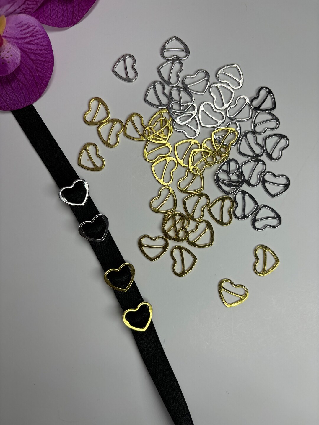 Heart Shaped Metal Sliders 10 Mm (3/8 Inch) Gold and Silver Bra Strap ...