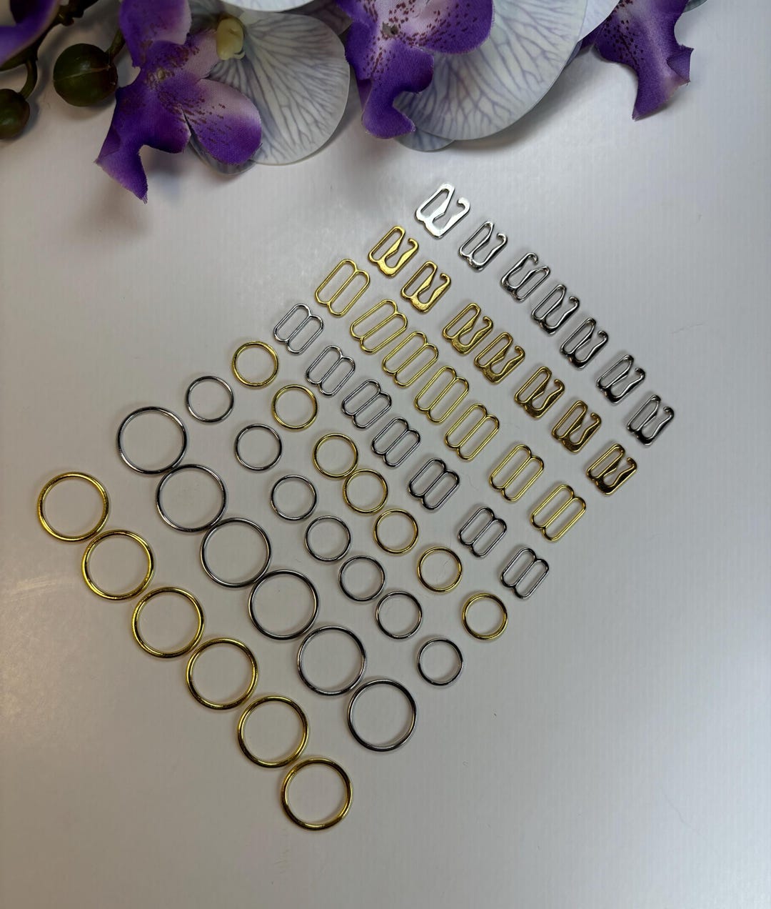 Bra Rings and Sliders Set, Gold and Silver Metal Hardware for Lingerie ...