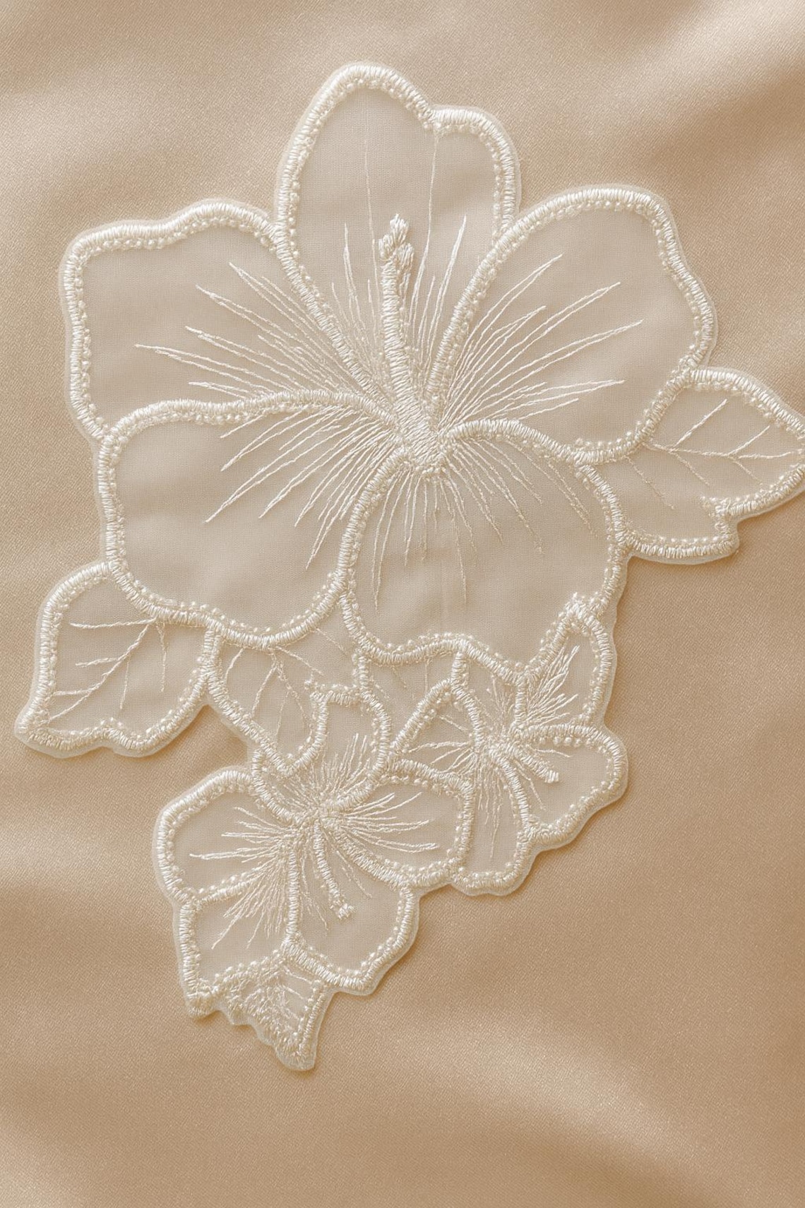 White Floral Lace Applique Patch, Embroidered Motif for Dress, DIY ...