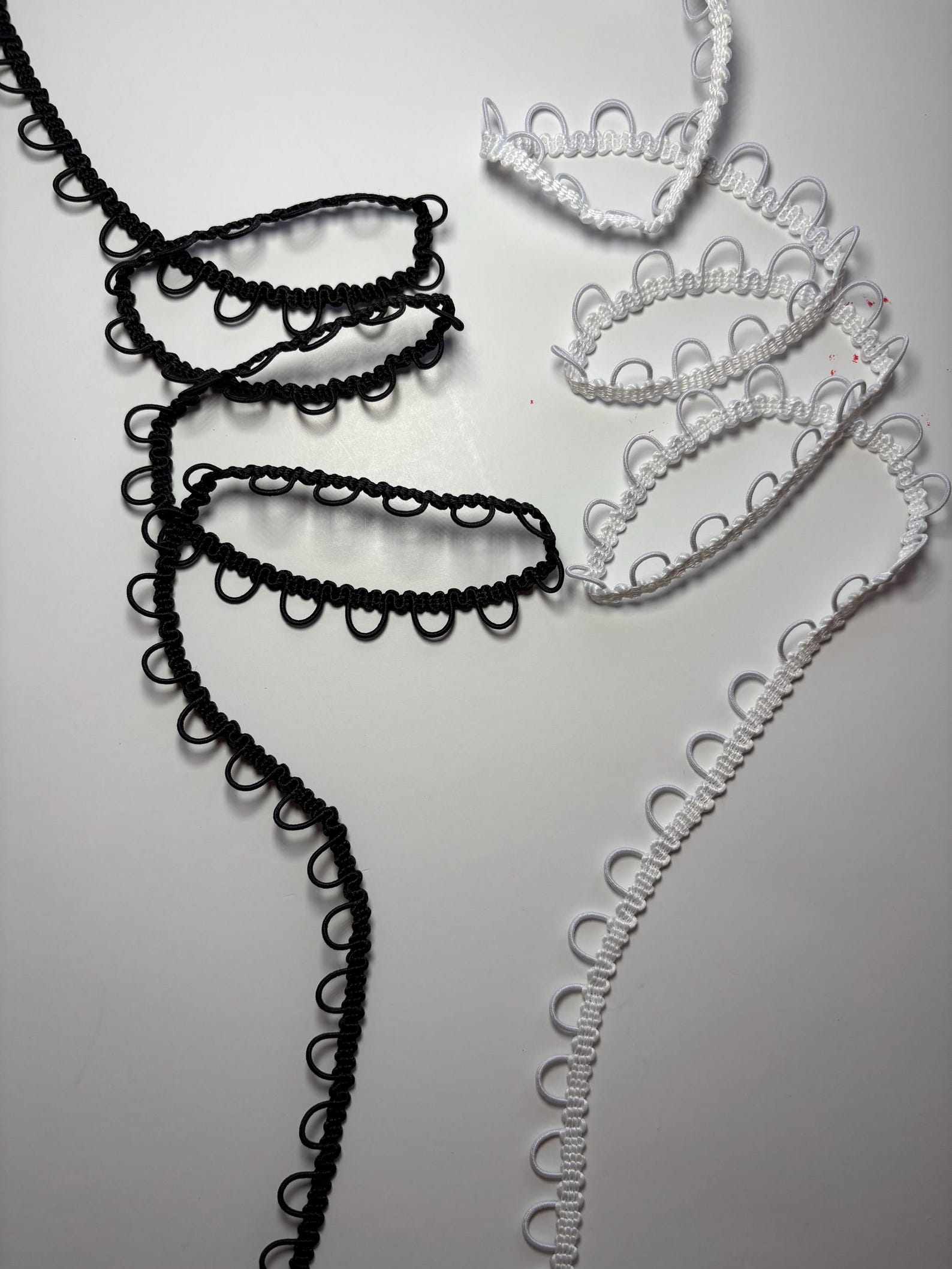Elastic Button Loop Trim, Black & White Loop, Sewing Notion for Bridal ...