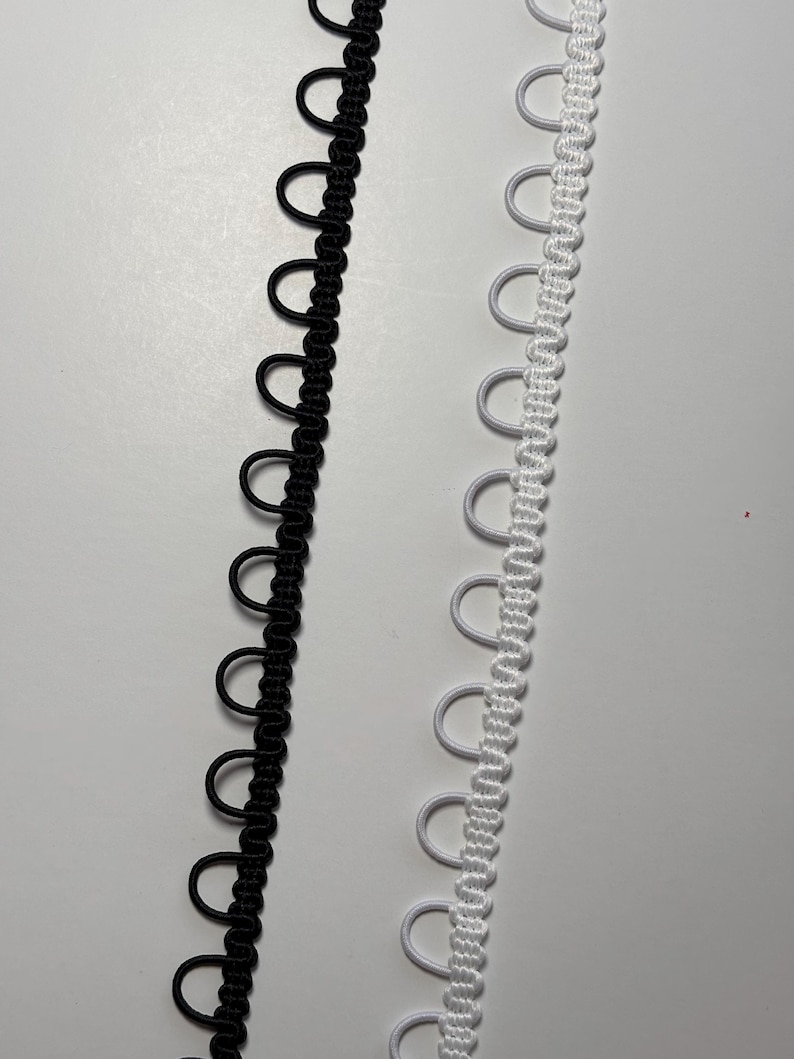 Elastic Button Loop Trim, Black & White Loop, Sewing Notion for Bridal ...