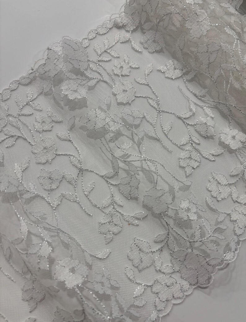 White Lace Fabric, Non-stretch Embroidered Lace 8 Inches Wide (20 Cm ...