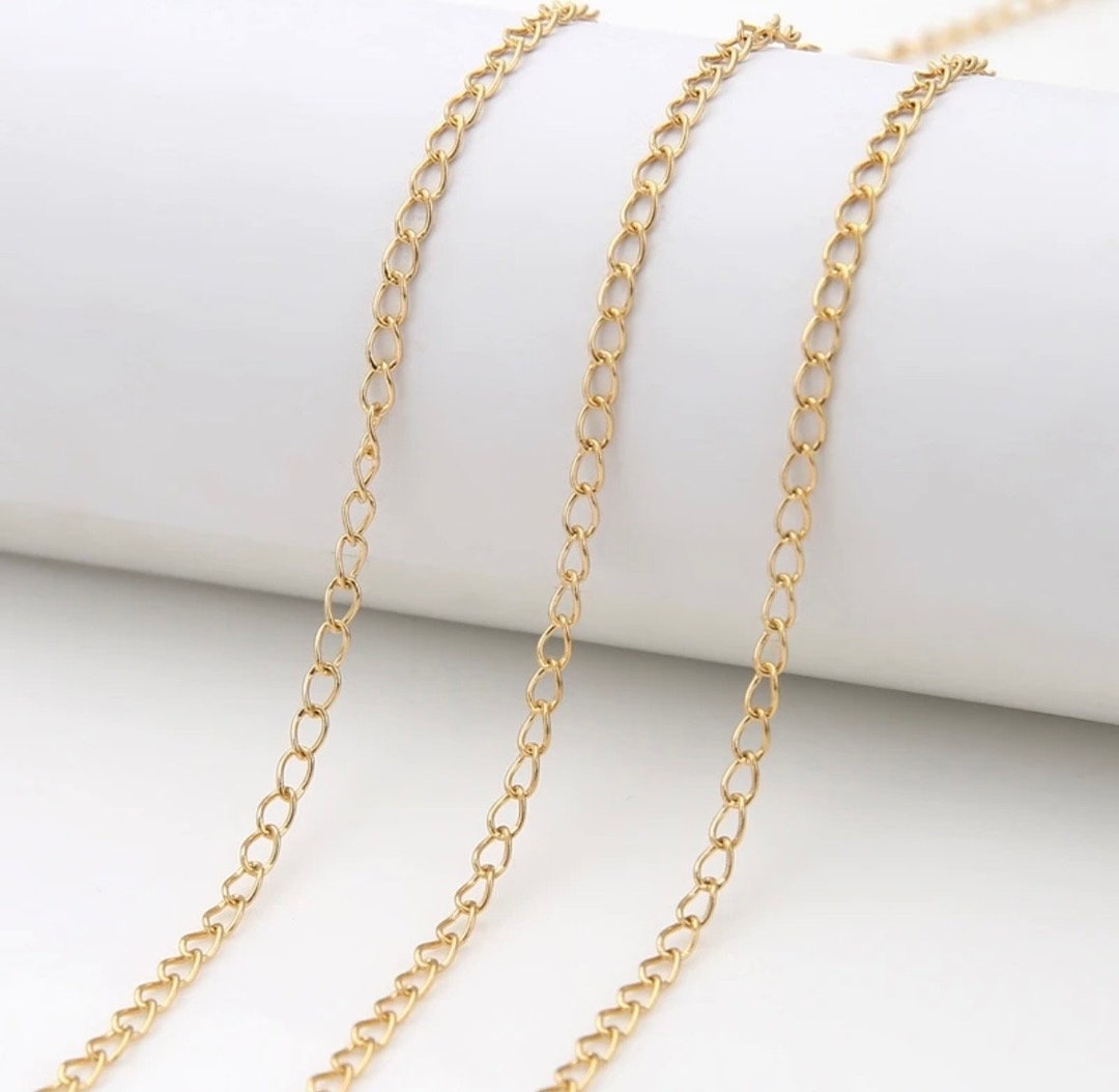 Stainless Steel Chain by Yard, Gold, Silver Curb Chain 2 Mm,3 Mm.4 Mm ...