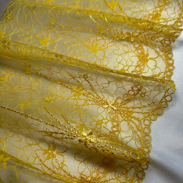 Yellow Lace Fabric - Etsy