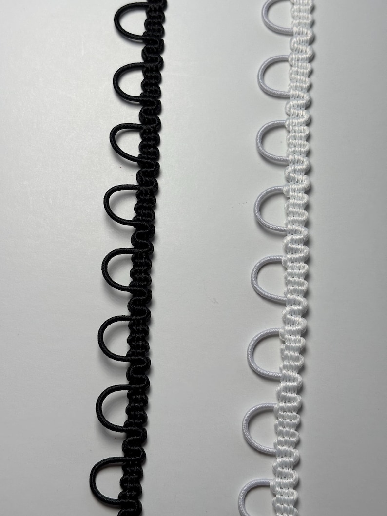 Elastic Button Loop Trim, Black & White Loop, Sewing Notion for Bridal ...