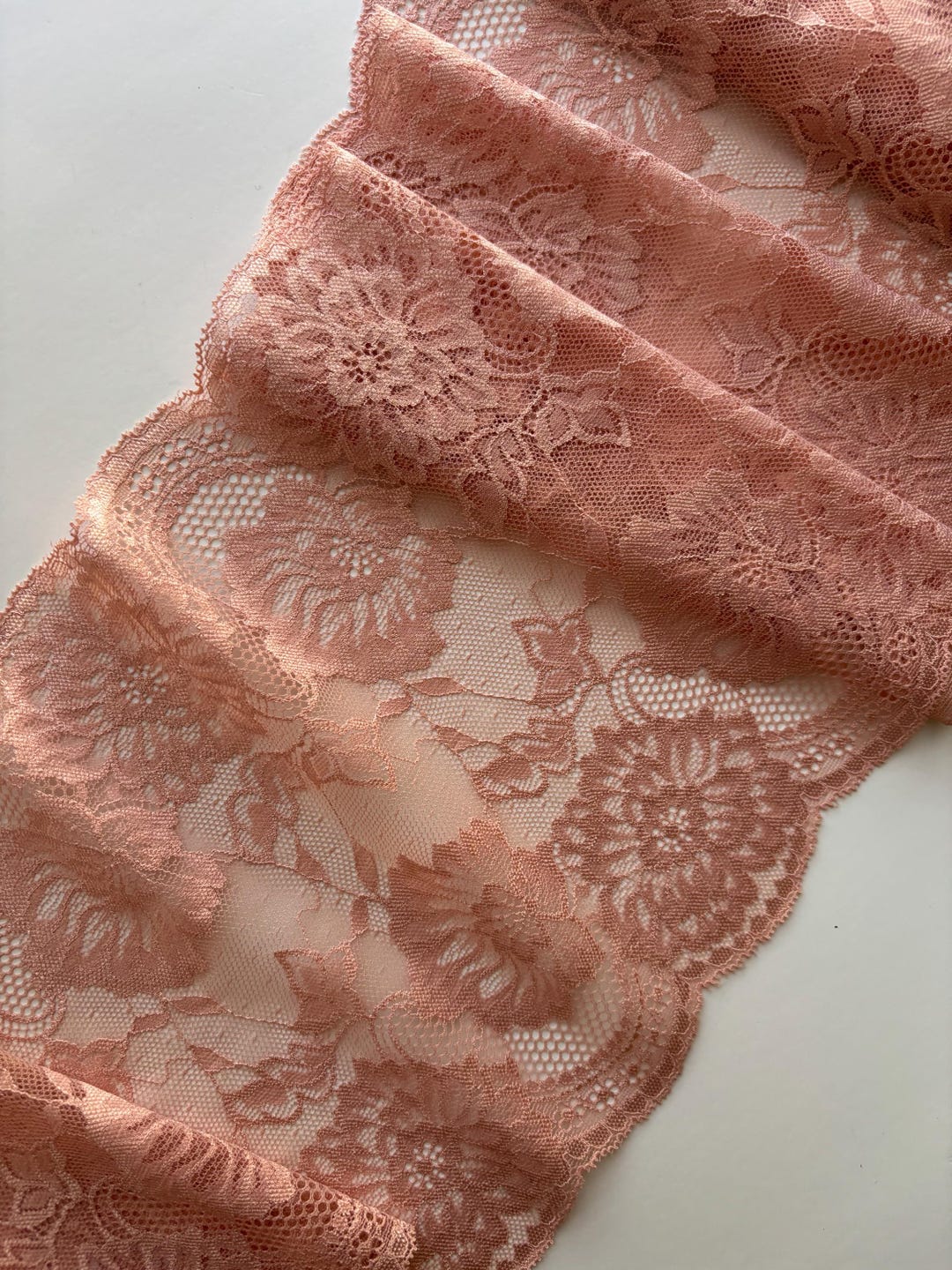 Beige Elastic Lace, Floral Embroidered Stretch Lace Fabric, Lingerie ...