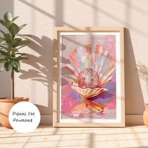 Seashell Disco Ball Art Print, Retro Wall Decor (digital Download) - Etsy