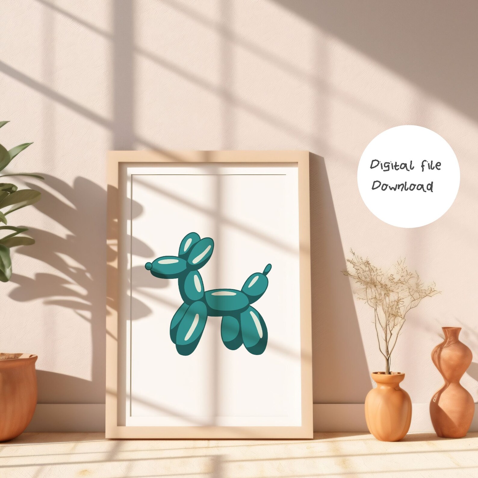 Green Balloon Dog Poster, Balloon Art ,retro Poster, Preppy Room Decor ...