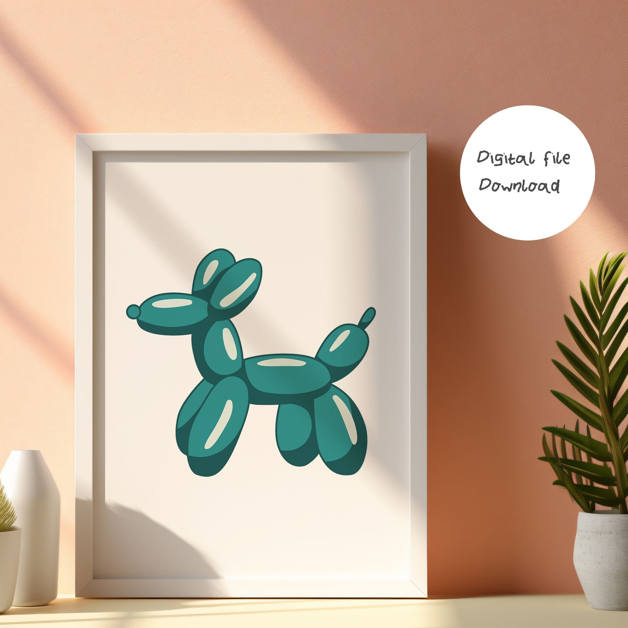 Green Balloon Dog Poster, Balloon Art ,retro Poster, Preppy Room Decor ...