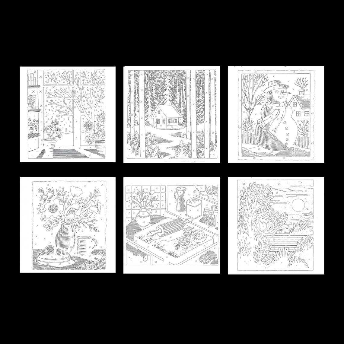 30 Cozy in Monochrome Coloring Pages | Mindful Designs (PDF Printable ...