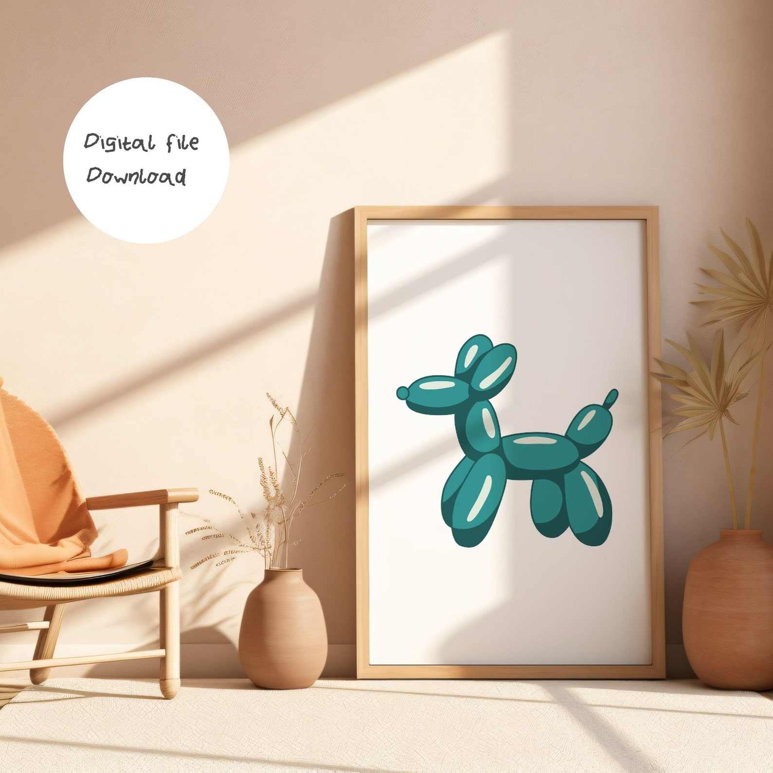Green Balloon Dog Poster, Balloon Art ,retro Poster, Preppy Room Decor ...