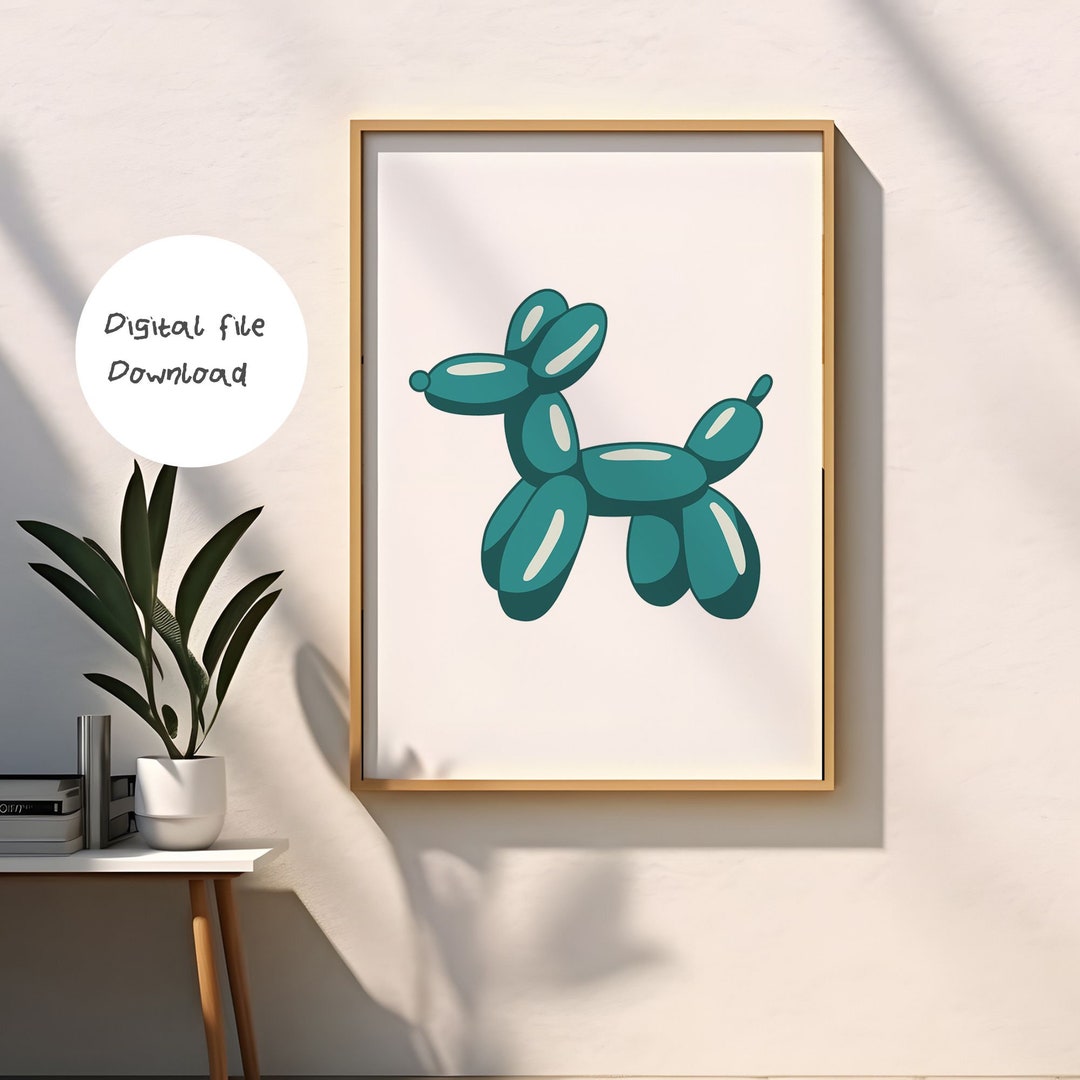 Green Balloon Dog Poster, Balloon Art ,retro Poster, Preppy Room Decor ...
