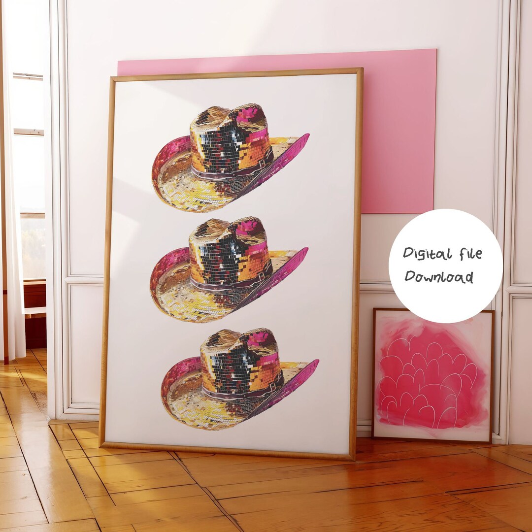 Disco Cowgirl Hat Print | Retro Western Aesthetic (digital Download) - Etsy