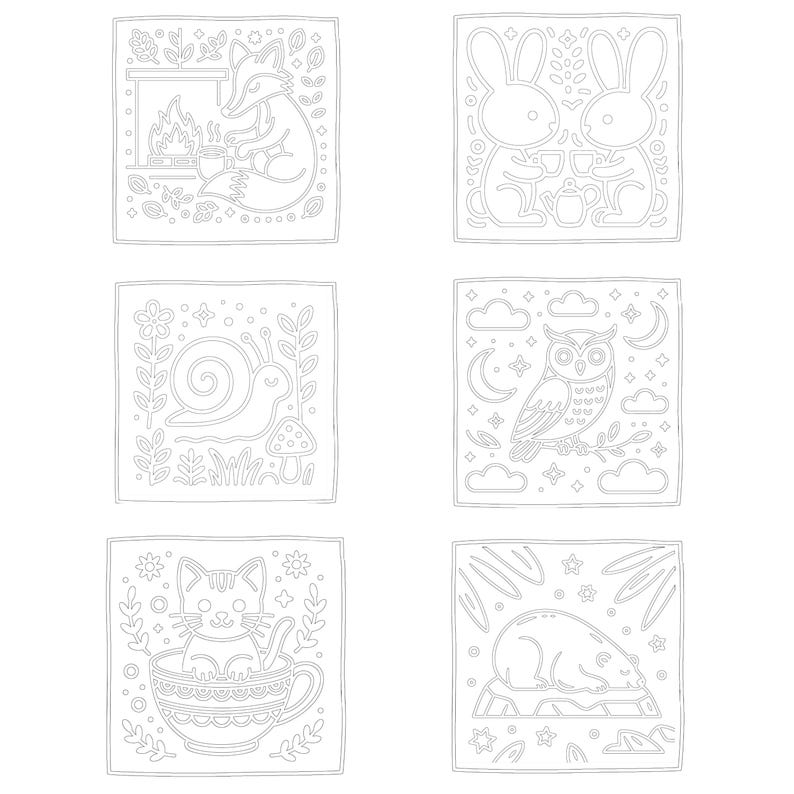 30 Monochrome Animals Coloring Pages, Minimalist Designs (PDF Printable ...