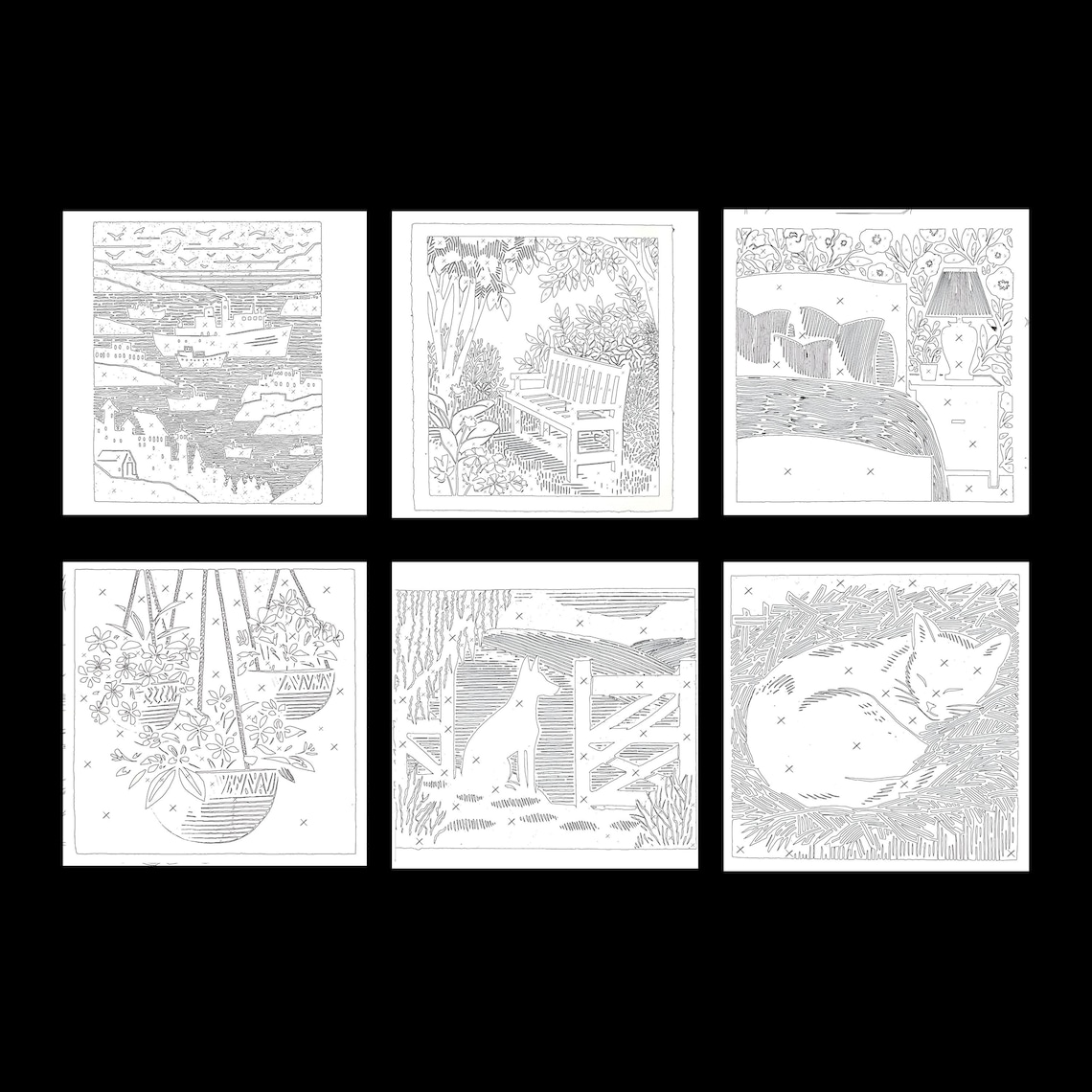 30 Cozy in Monochrome Coloring Pages | Mindful Designs (PDF Printable ...